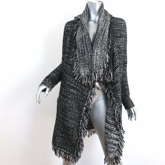 Vince | Sweaters | Vince Frayed Edge Drape Front Cardigan Black ...